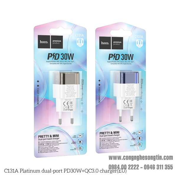 Cốc Sạc Nhanh PD30W+QC3.0 Cổng Kép C131A